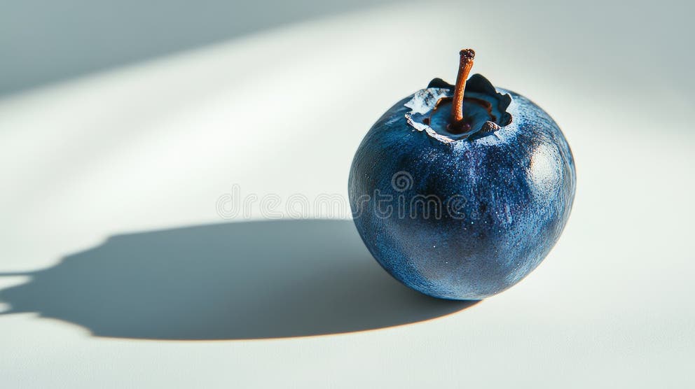 A Blueberry Sits on a Pristine White Background, Creating a Small ...