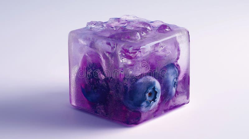 Blueberry Slice in an Ice Cube. Stock Illustration - Illustration of ...