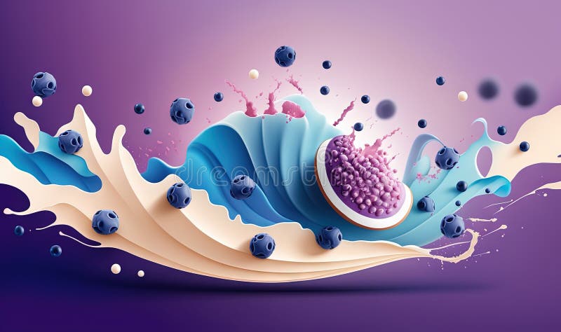 A Blueberry Splash with Blueberries on Top of it Stock Illustration ...