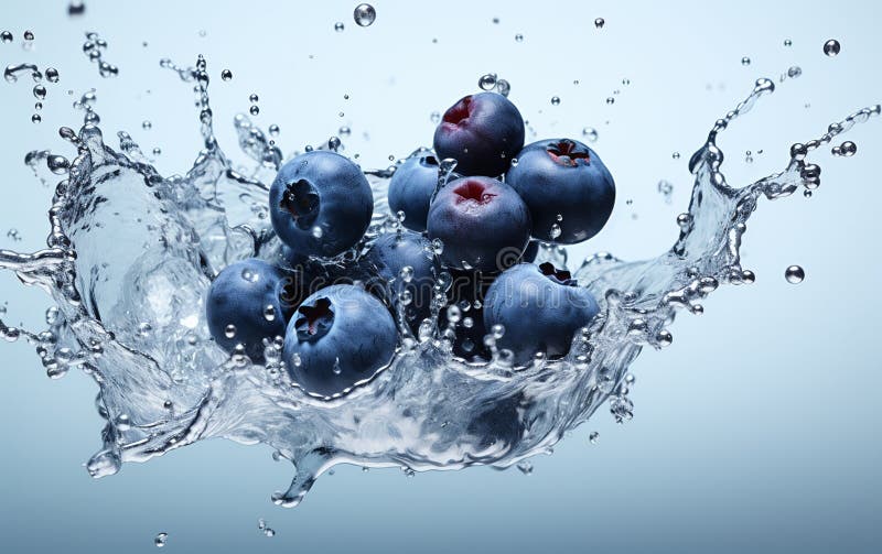 Blueberry with Splash on Transparent Background Stock Illustration ...