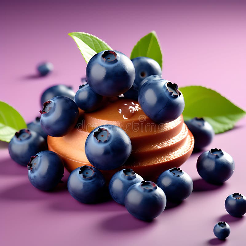 Blueberry in Striking 3D Render Against Solid Background Stock ...