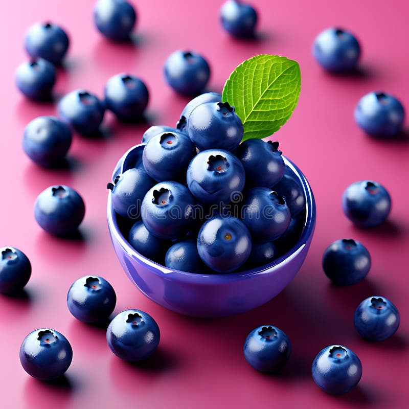 Blueberry in Striking 3D Render Against Solid Background Stock ...
