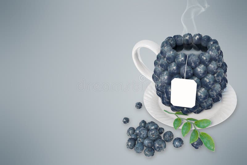 Blueberry tea cup stock illustration. Illustration of healthy - 55599035