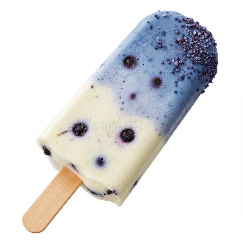Blueberry Vanilla Ice Cream Popsicle on White Background Stock ...