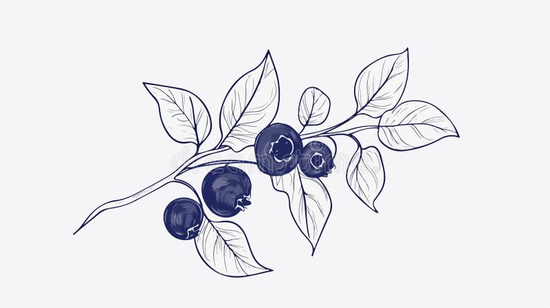 Blueberry Vector One Line Drawing Stock Vector - Illustration of ...