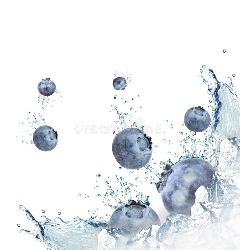 Blueberries splash stock photo. Image of juicy, cube - 211703412