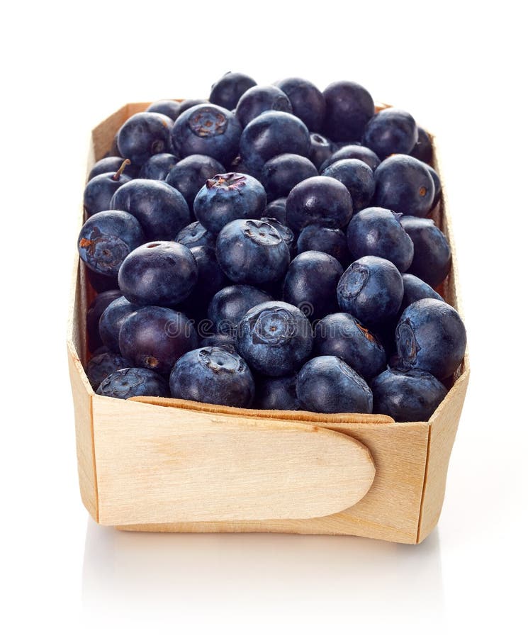 Blueberry in Wooden Box Isolated on White Stock Image - Image of ...
