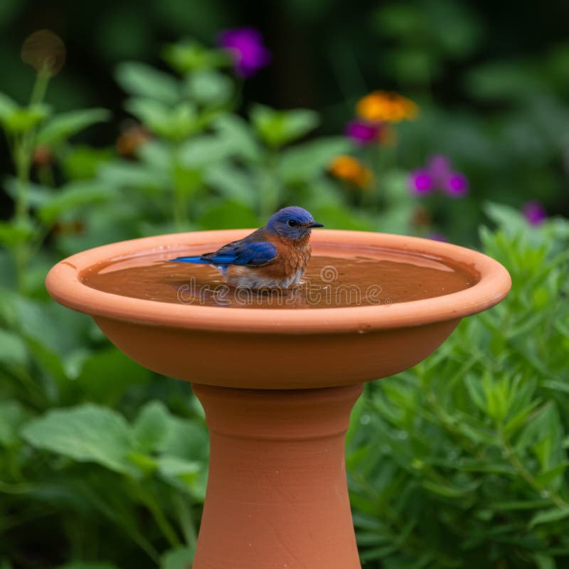 Terracotta Bird Bath Stock Illustrations – 16 Terracotta Bird Bath ...
