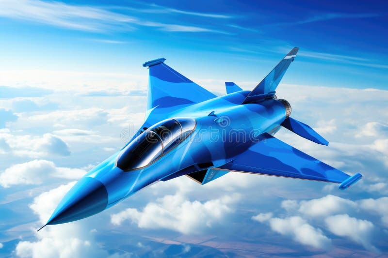 Bluebird of Imagination: Surreal Fighter Jet. Stock Illustration ...