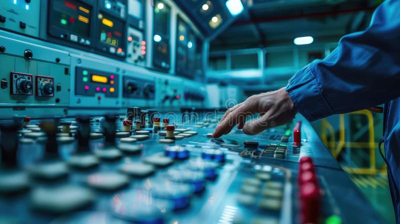 The BlueClothed Operator Navigating the HighTech Control Room Stock ...
