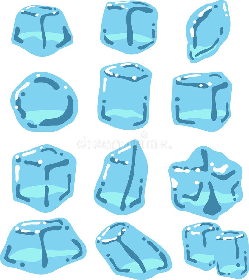Blued Melted Ice Illustration Set Stock Vector - Illustration of cube ...