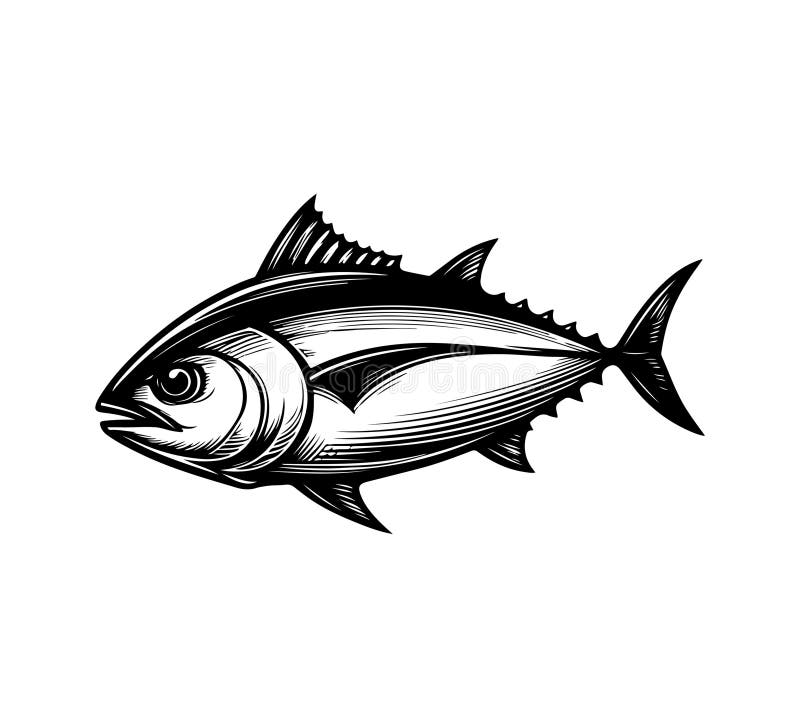 Bluefin Tuna Hand Drawn Vector Illustration Stock Illustration ...