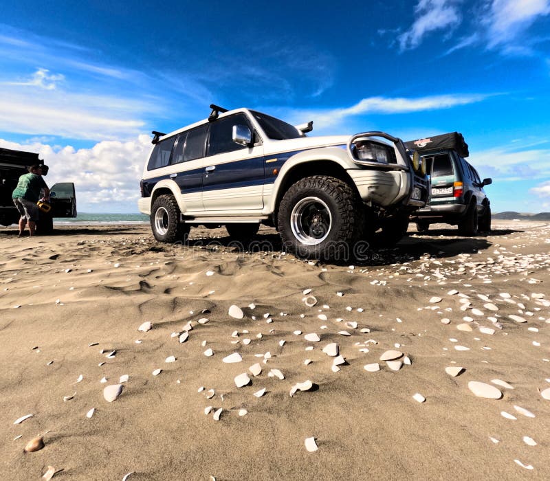 Blueish Big Horn on Sand Dune, Big Tyers , Camping Rigged Editorial ...