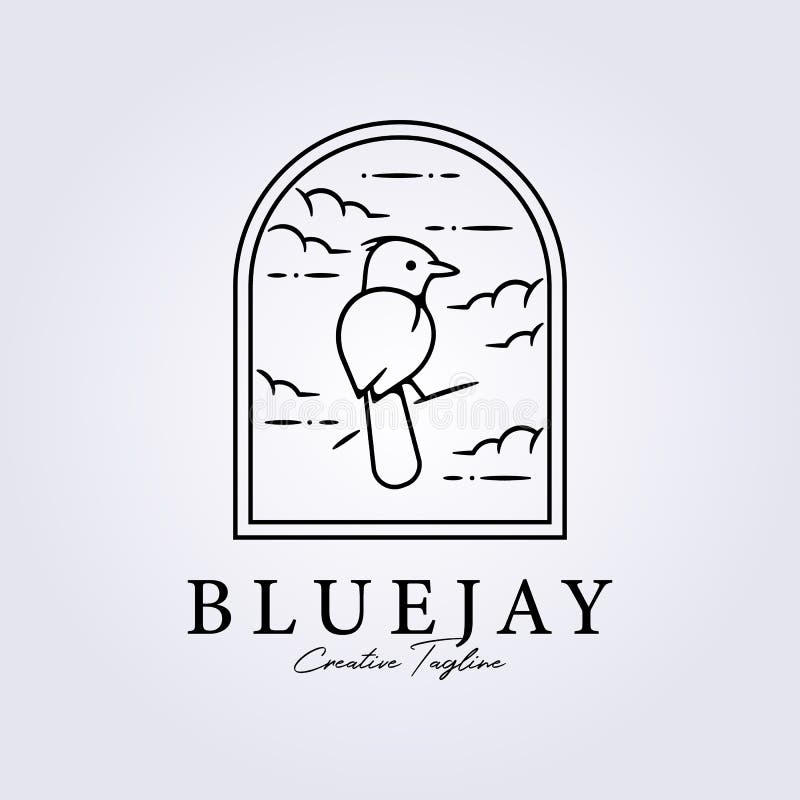 Bluejay Bird Perch in Badge Sky Background Logo Vector Illustration ...