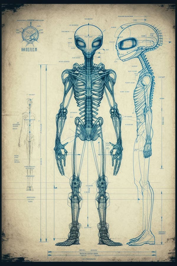 Blueprint of an alien stock illustration. Illustration of person ...