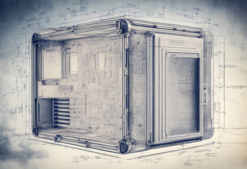 Blueprint Architect Case Computer Design Drawing Blue Vignetting ...