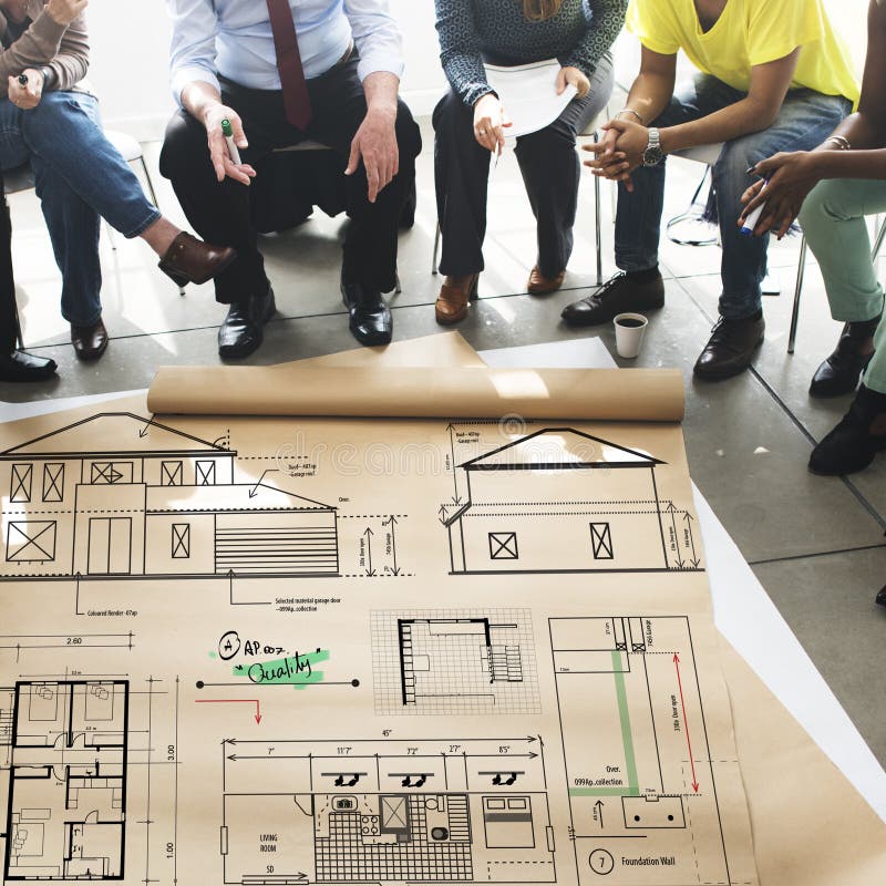 Blueprint Architect Construction Project Sketch Concept Stock Image ...