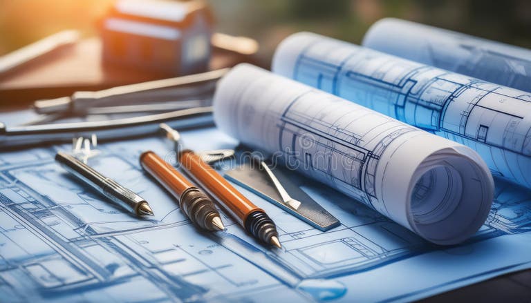 Blueprint and Architectural Design, Featuring Symbols Like Technical ...