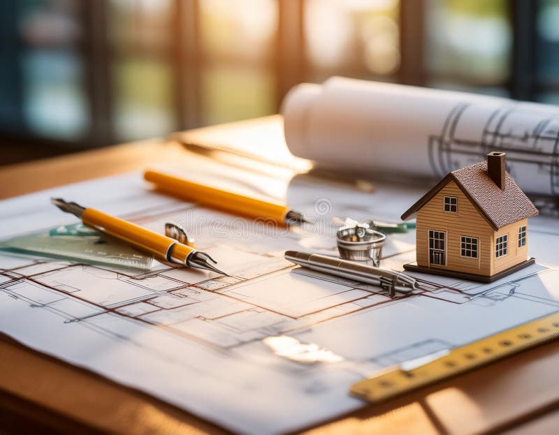 Blueprint and Architectural Design, Featuring Symbols Like Technical ...