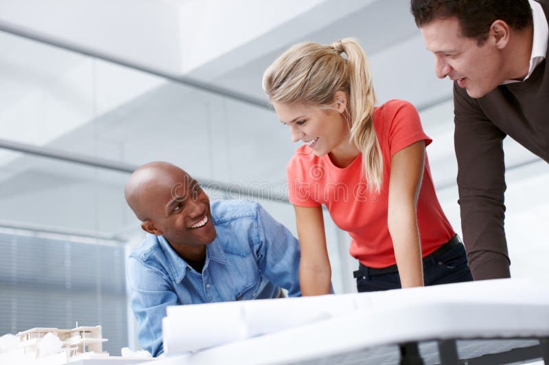Blueprint, Architecture and Business People in Office, Teamwork and ... Blueprint, Architecture and Business People in Office, Teamwork and ...