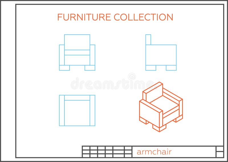 Blueprint of an armchair stock illustration. Illustration of office ...