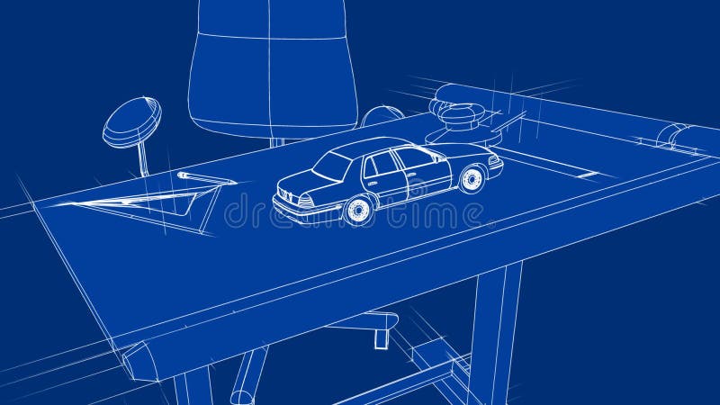 Blueprint Automobile on Drafting Board Stock Video - Video of ...