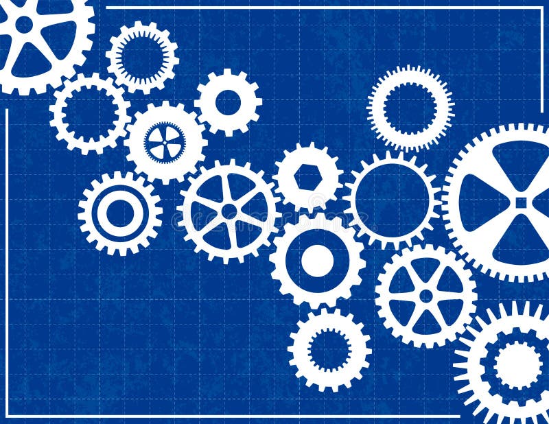 Blueprint Background with Cogs Stock Vector - Illustration of machine ...