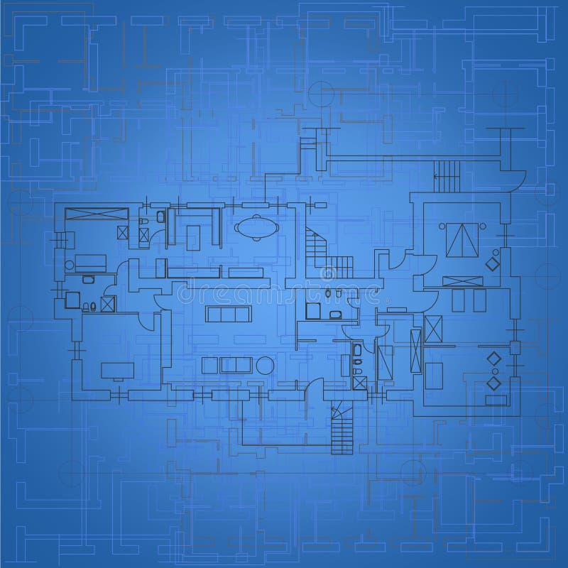 Blueprint House Renovations Stock Illustration - Illustration of office ...