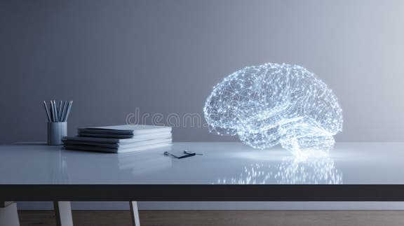 Blueprint of Brain Circuit Design Unfolding on a Clean Desk with Clear ...