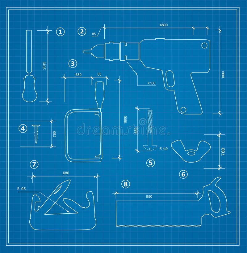Blueprint building tool stock vector. Illustration of draft - 100458085