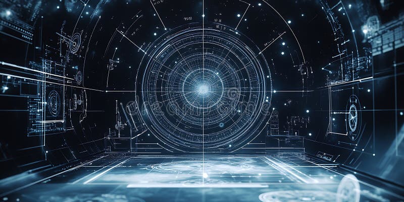 Blueprint of a Celestial Map Room with Rotating Star Charts for Space ...