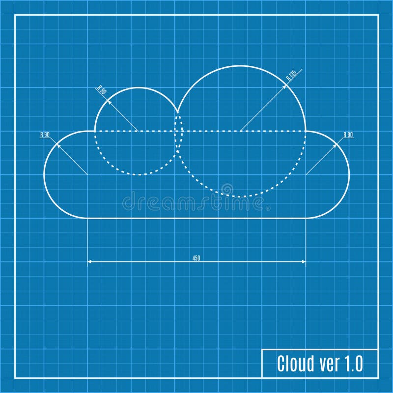 Vector Cloud Sketch With Blueprint Background. Stock Vector ...