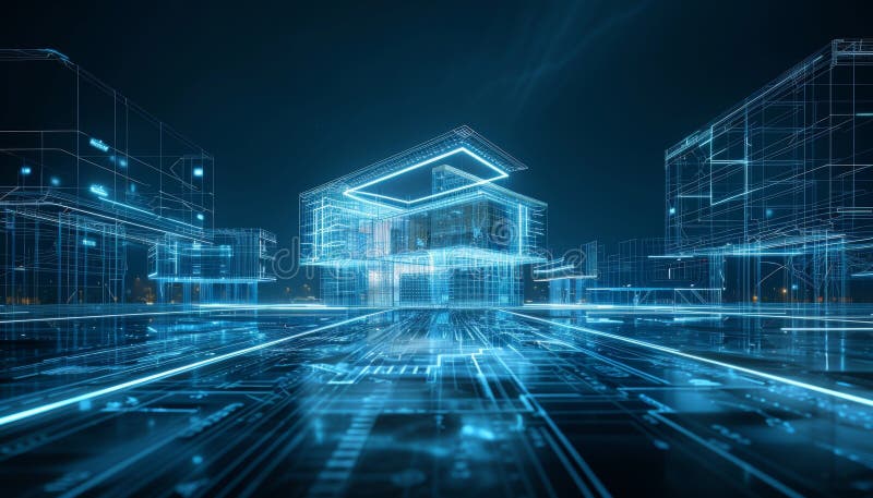 Blueprint Collage of a Modern House Surrounded by Architectural ...