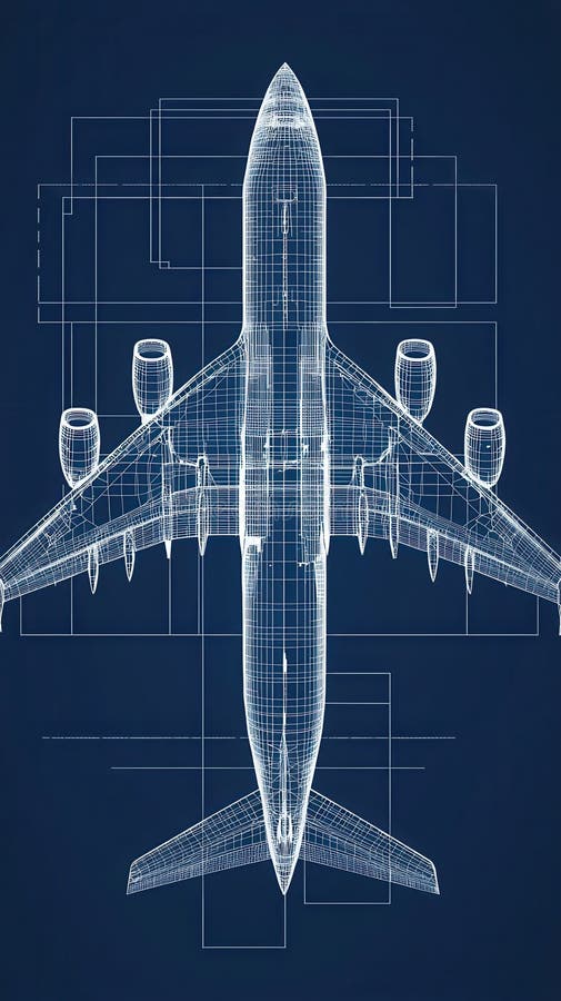 Blueprint of a Commercial Airplane Design with Detailed Technical ...