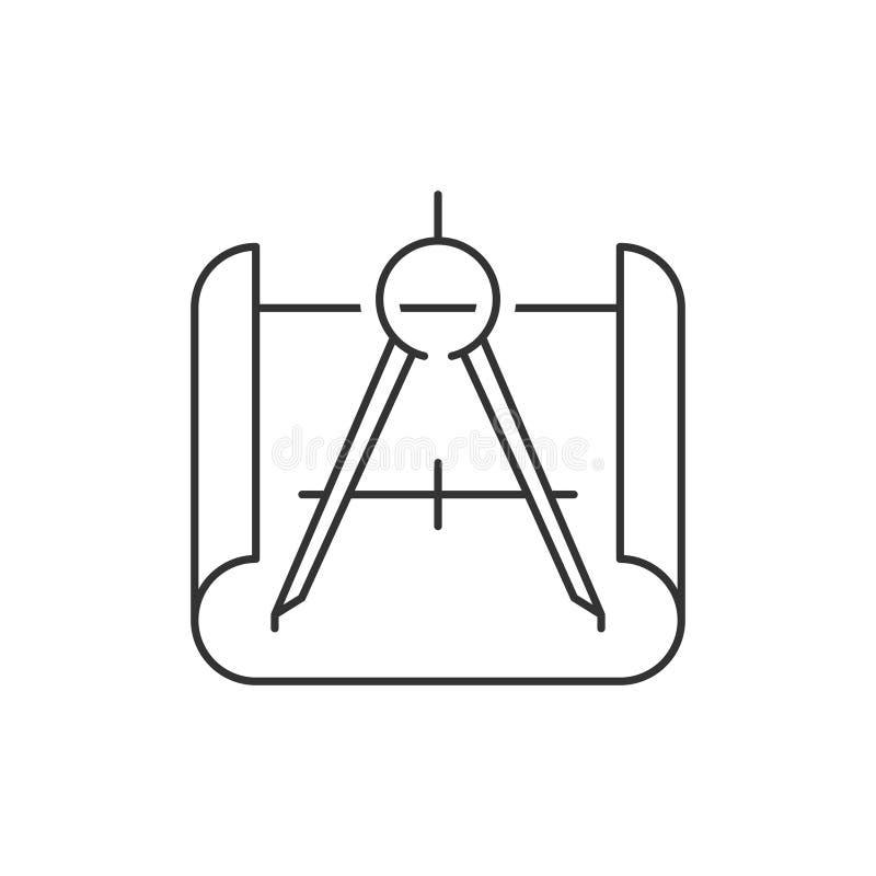Blueprint with Compass Icon Stock Vector - Illustration of painting ...