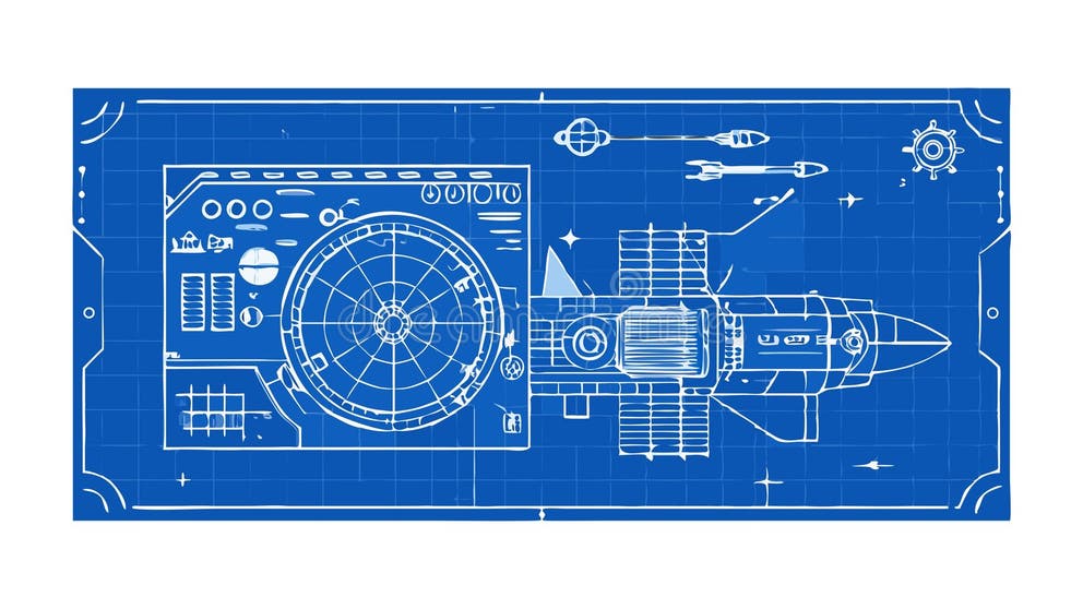 Blueprint of Complex Space Station Structure, Vector Design Generative ...