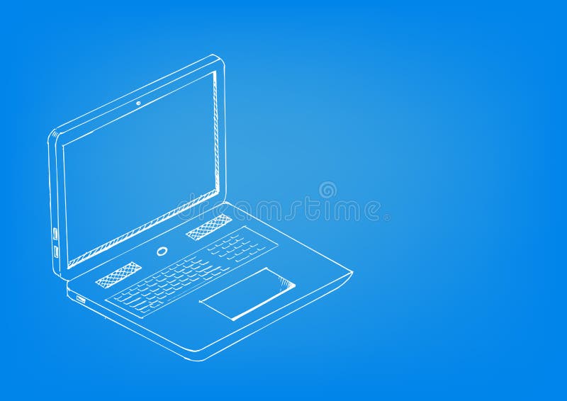 Blueprint Concept Artwork of Laptop Computer. Stock Vector ...