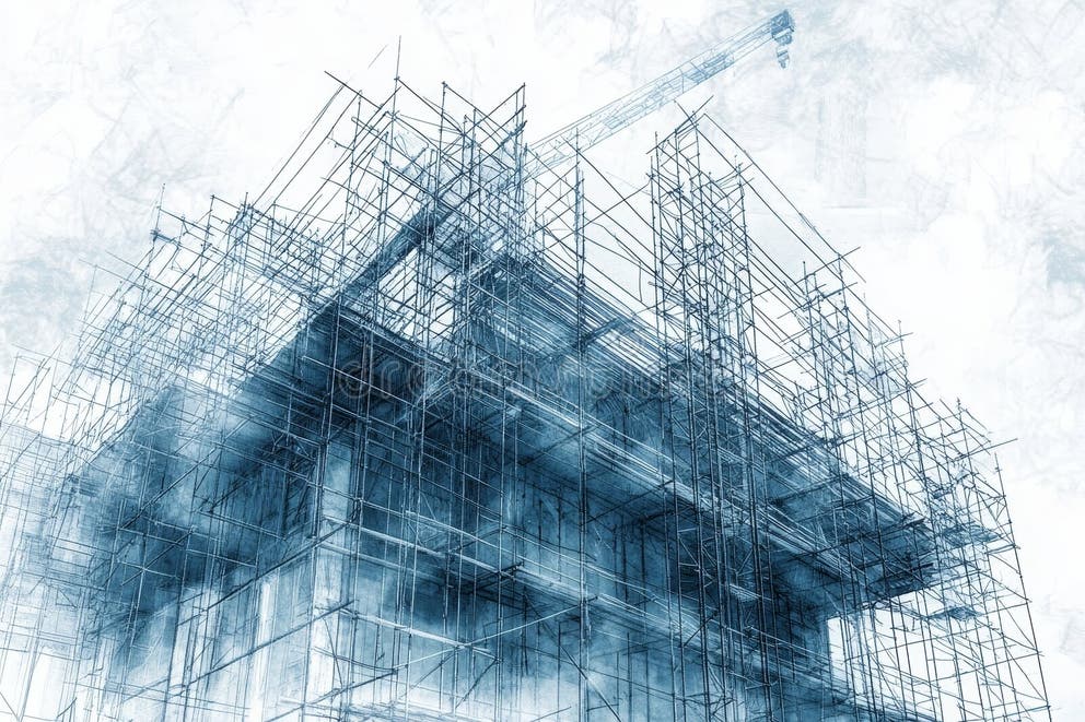 Blueprint of a Construction Project Featuring 3d Digital Architectural Design Elements Stock ...