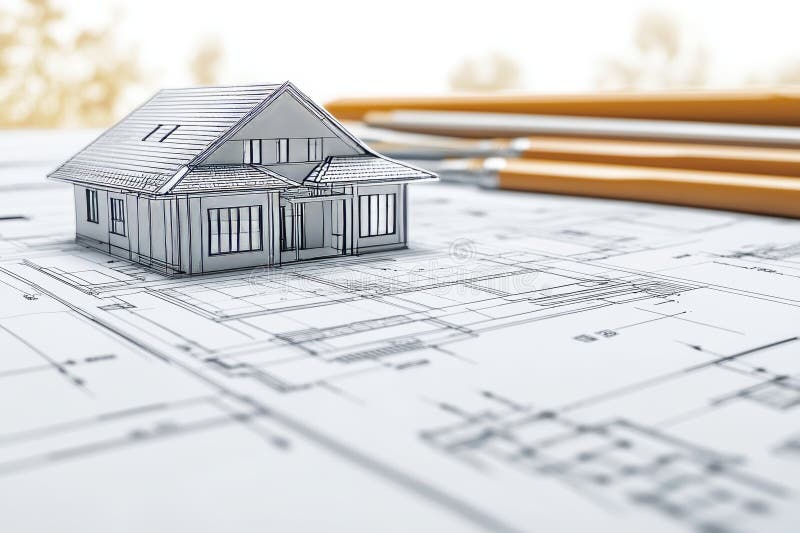 Blueprint of a Construction Project Featuring a 3d Digital ...