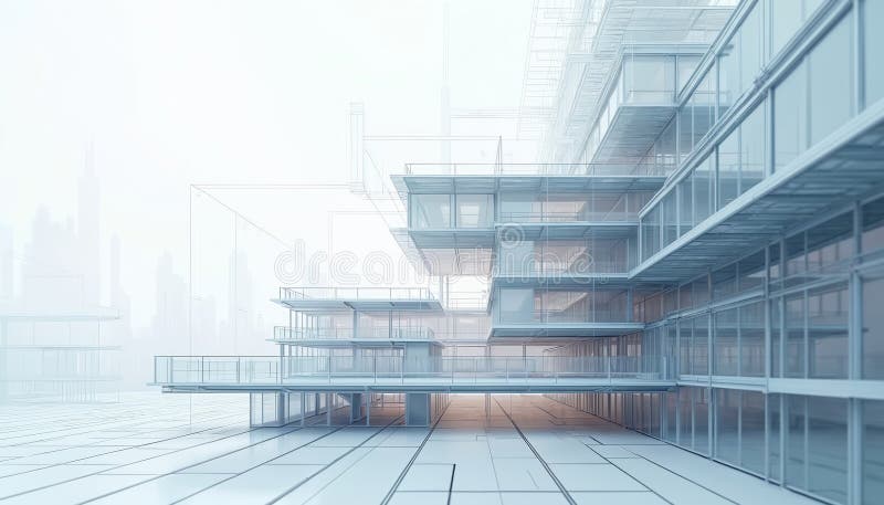 Blueprint of Contemporary Office Structure with Unique Angles, Lines ...