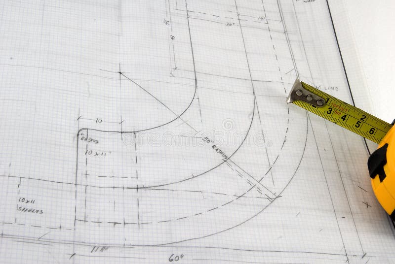 Blueprint with Curved Design Detail Stock Photo - Image of project ...