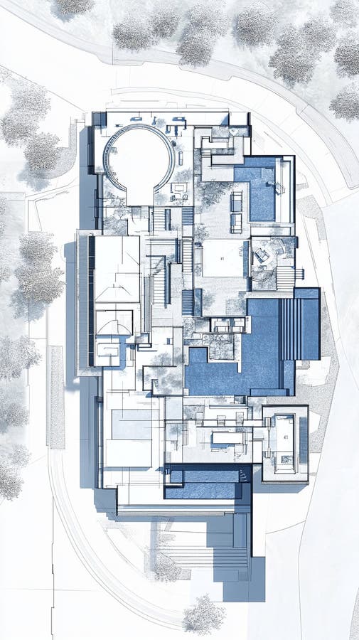 Blueprint of a Custom-built Home with Unique Architectural Features ...