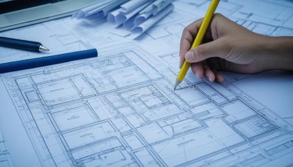 Blueprint Department Design Architect Structure Using Computer ...