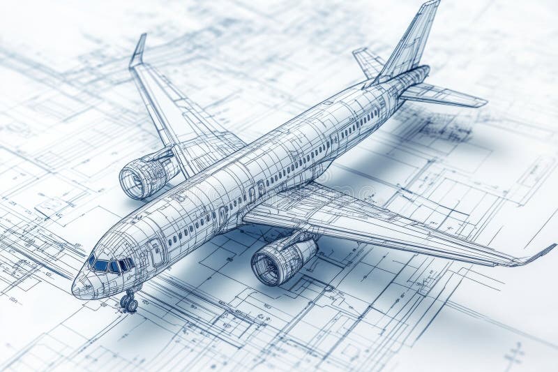 Blueprint Design of a Commercial Aircraft Featuring Detailed Technical ...