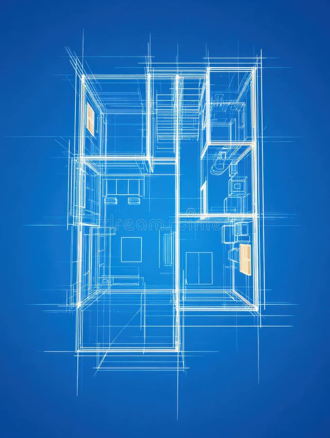 Blueprint Design Showcasing a Modern Home Layout with Multiple Rooms ...
