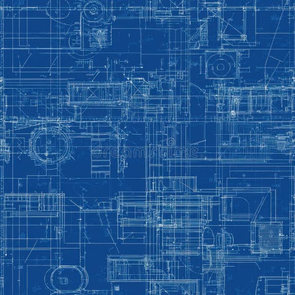 Blueprint Design with Technical Drawings and Architectural Elements ...