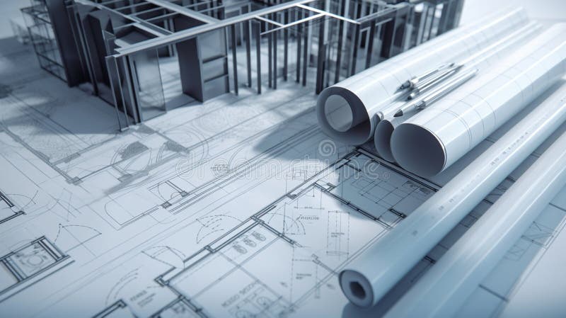 Blueprint Designs and a Home Model for a Construction Project ...
