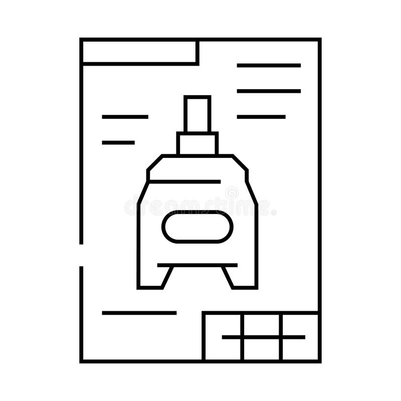 Blueprint Drafting Mechanical Engineer Line Icon Vector Illustration ...