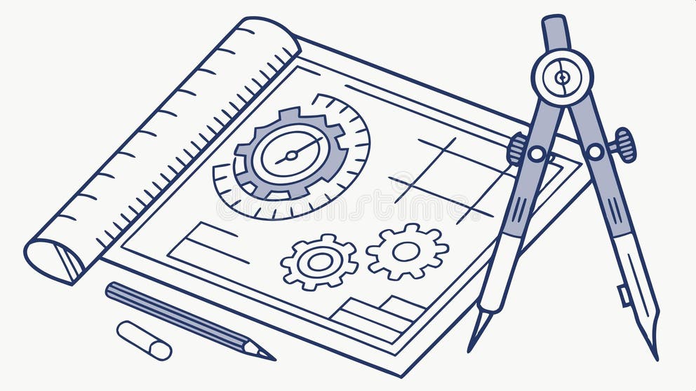 Blueprint and Drafting Tools, Technical Drawing Vector Design ...