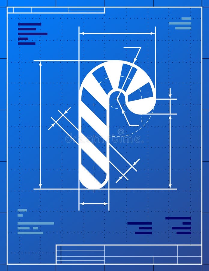 Blueprint Drawing of Christmas Candy Cane Stock Vector - Illustration ...